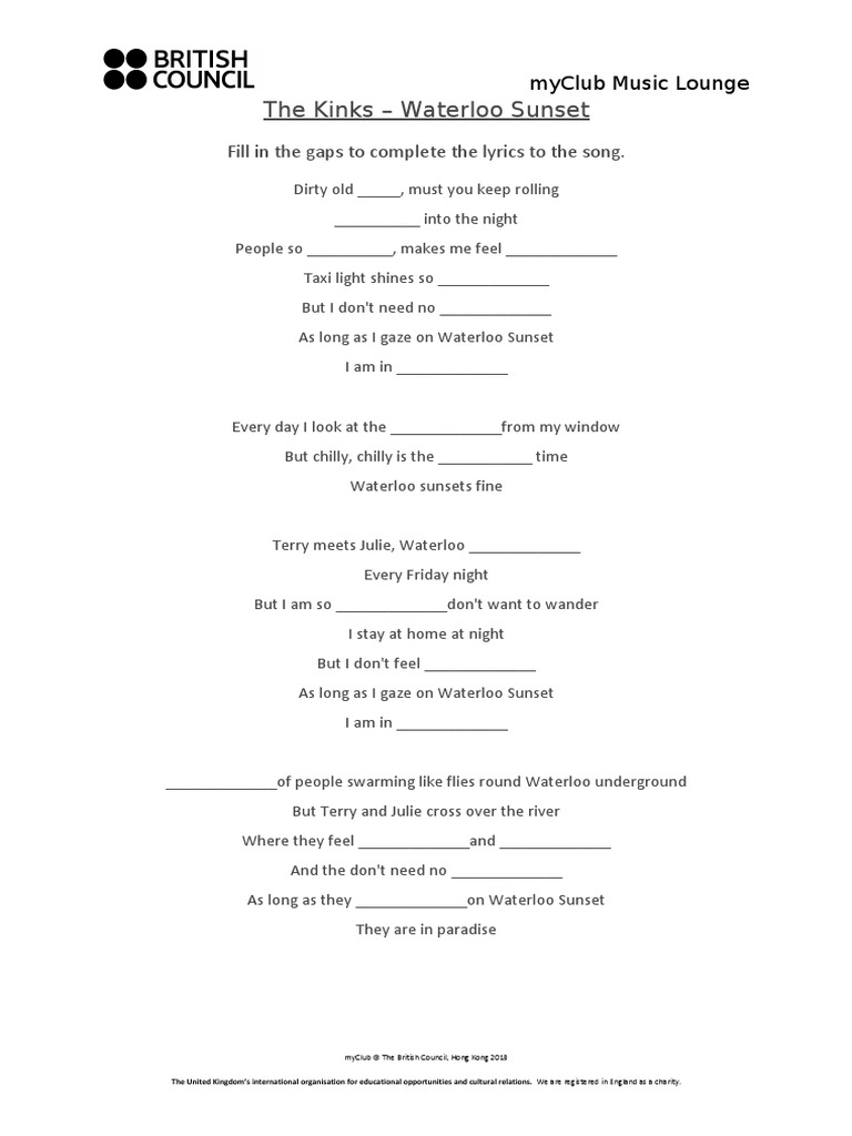 Kinks - Waterloo Sunset | PDF