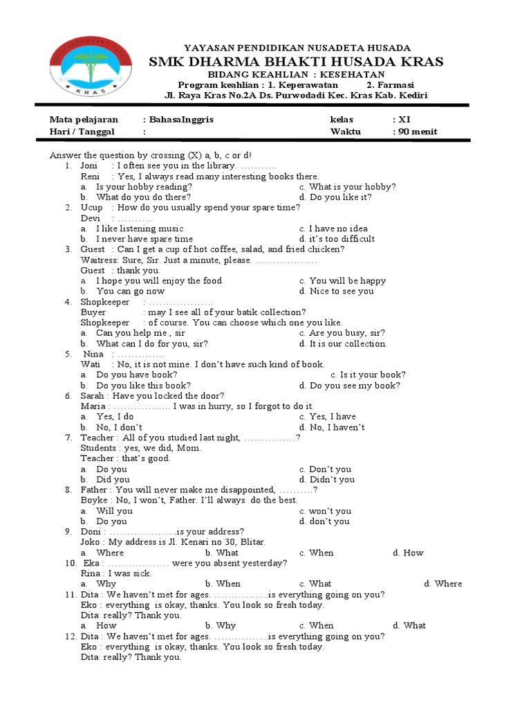 XI Soal Uas B Mifta | PDF