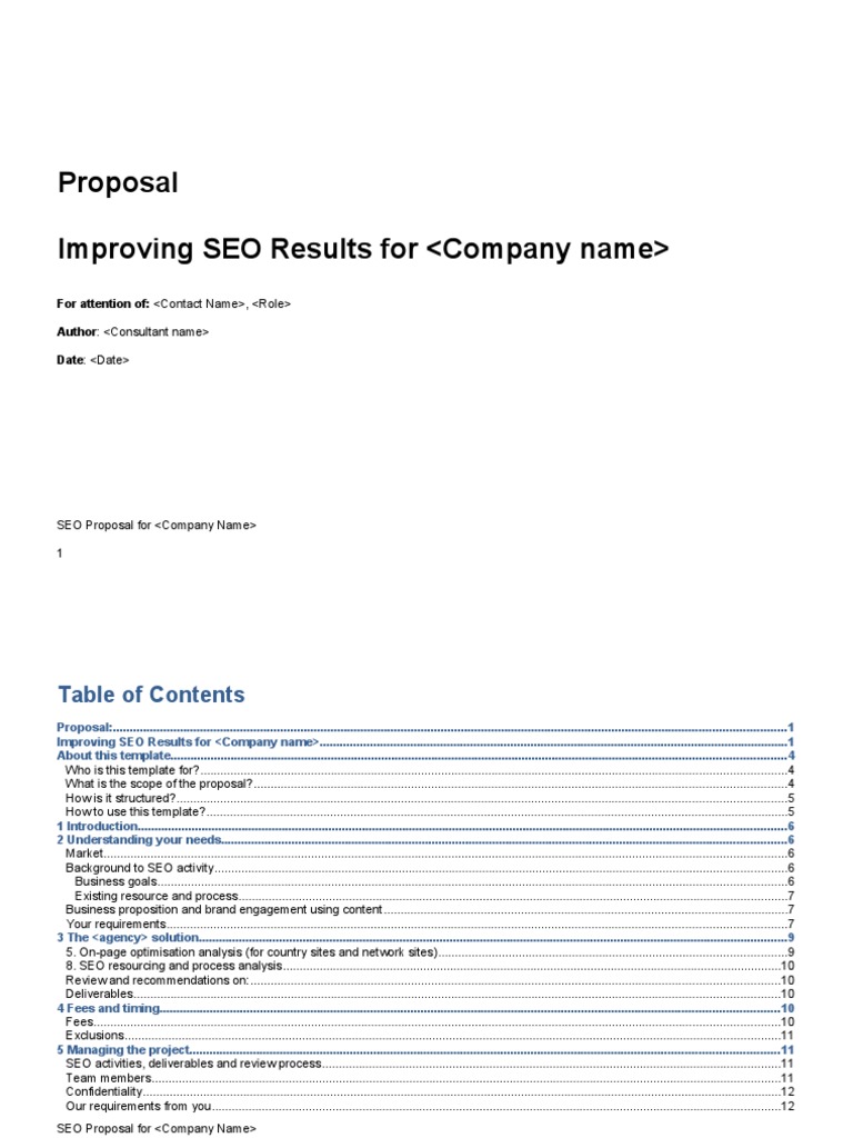 SEO Proposal Template | Download Free PDF | Search Engine Optimization ...
