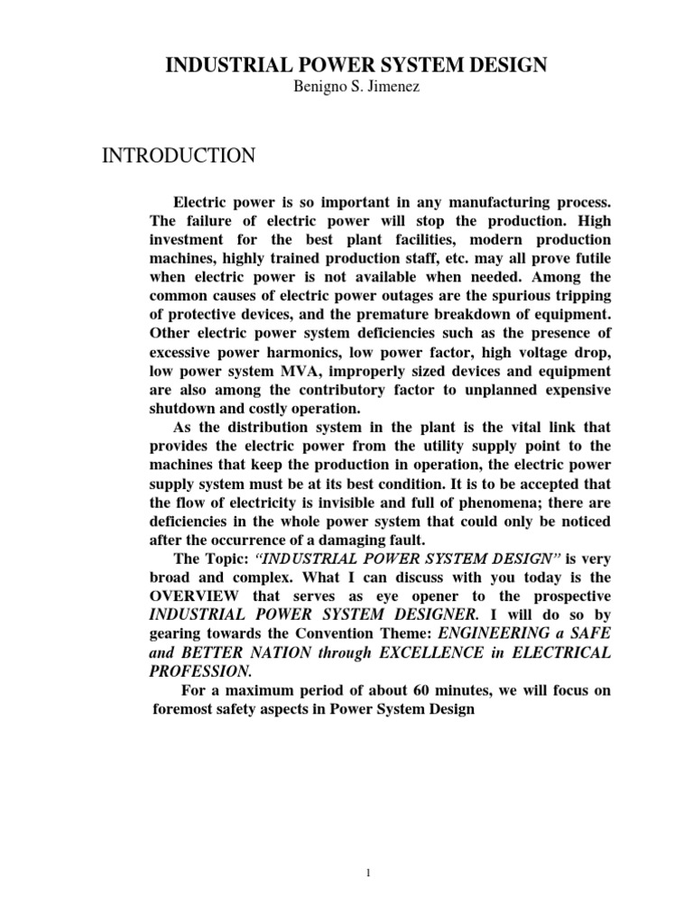 Industrial Power System Design Overview | PDF | Electric Power System ...