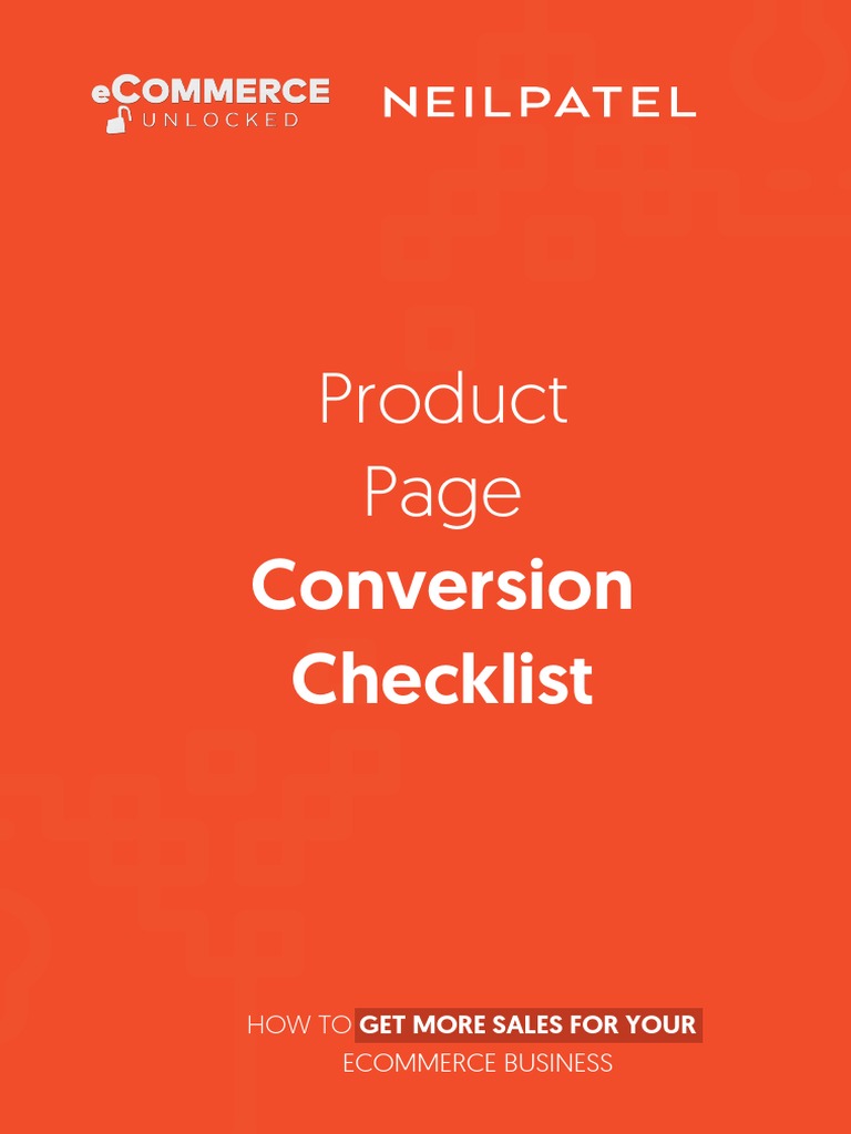 Product Conversion Checklist: How To Get More Sales For Your Ecommerce Business | PDF