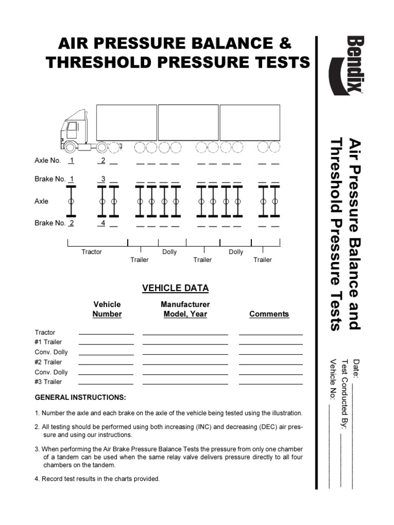 Air Pressure Balance & Threshold Pressure Tests: Vehicle Data | PDF ...