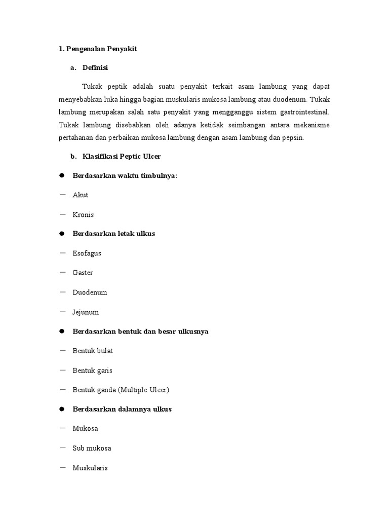 Patofisiologi dan Tatalaksana Tukak Lambung | PDF