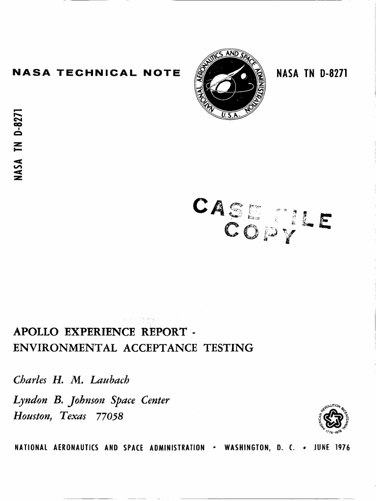 Apollo Experience Report Environmental Acceptance Testing | PDF ...