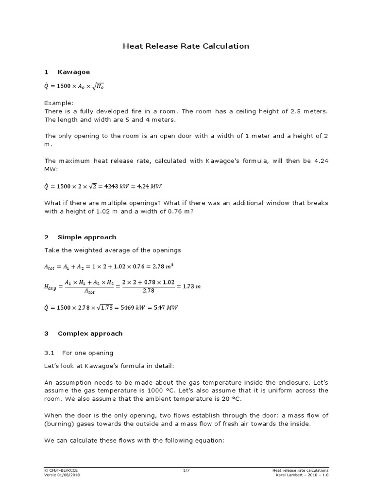 Heat Release Rate Calculation: 1 Kawagoe | PDF | Gases | Density