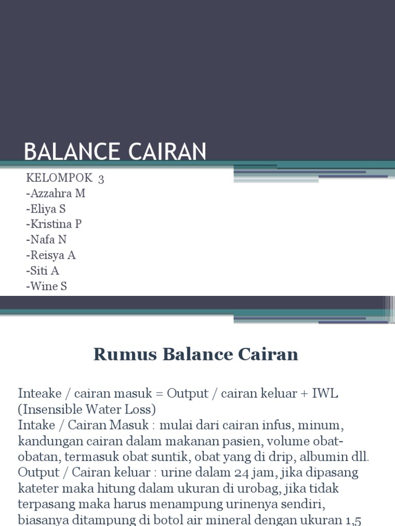 Rumus dan Teknik Balance Cairan Dewasa | PDF | Kesehatan Holistik