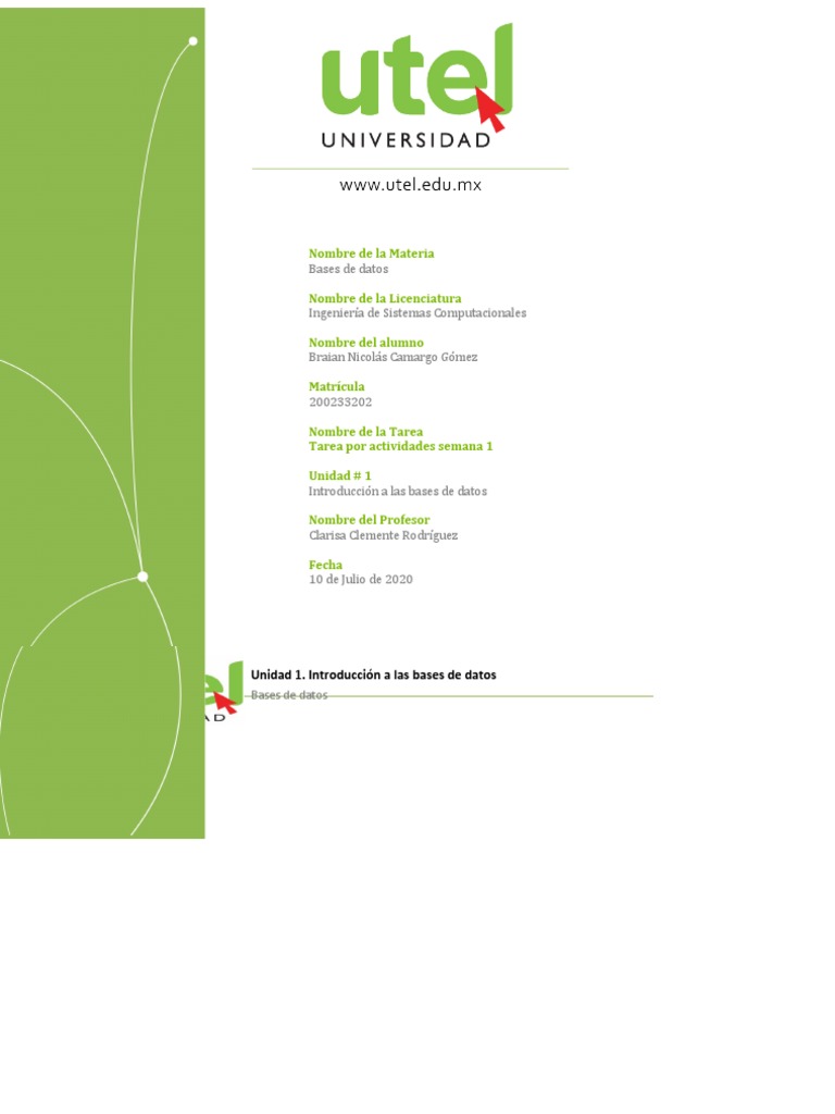 Actividad - 1 - Bases de Datos | Descargar gratis PDF | Mi sql | SQL