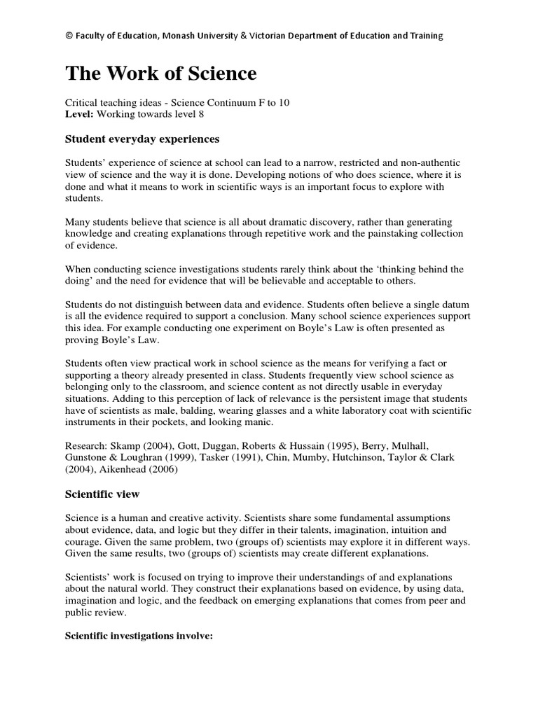 The Work of Science: Student Everyday Experiences | PDF | Scientific ...