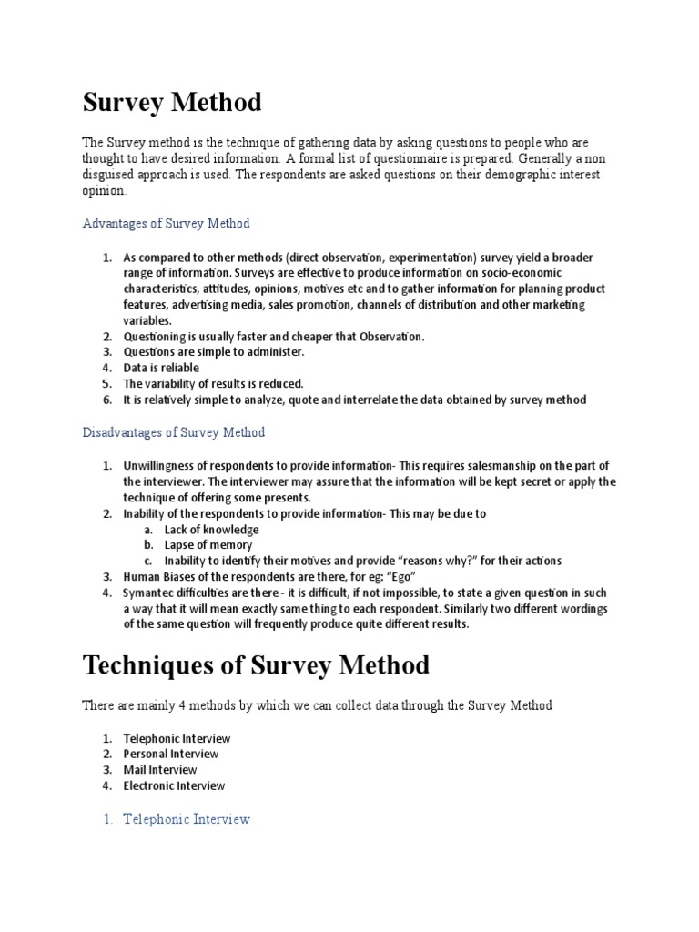 Advantages of Survey Method | PDF | Survey Methodology | Interview