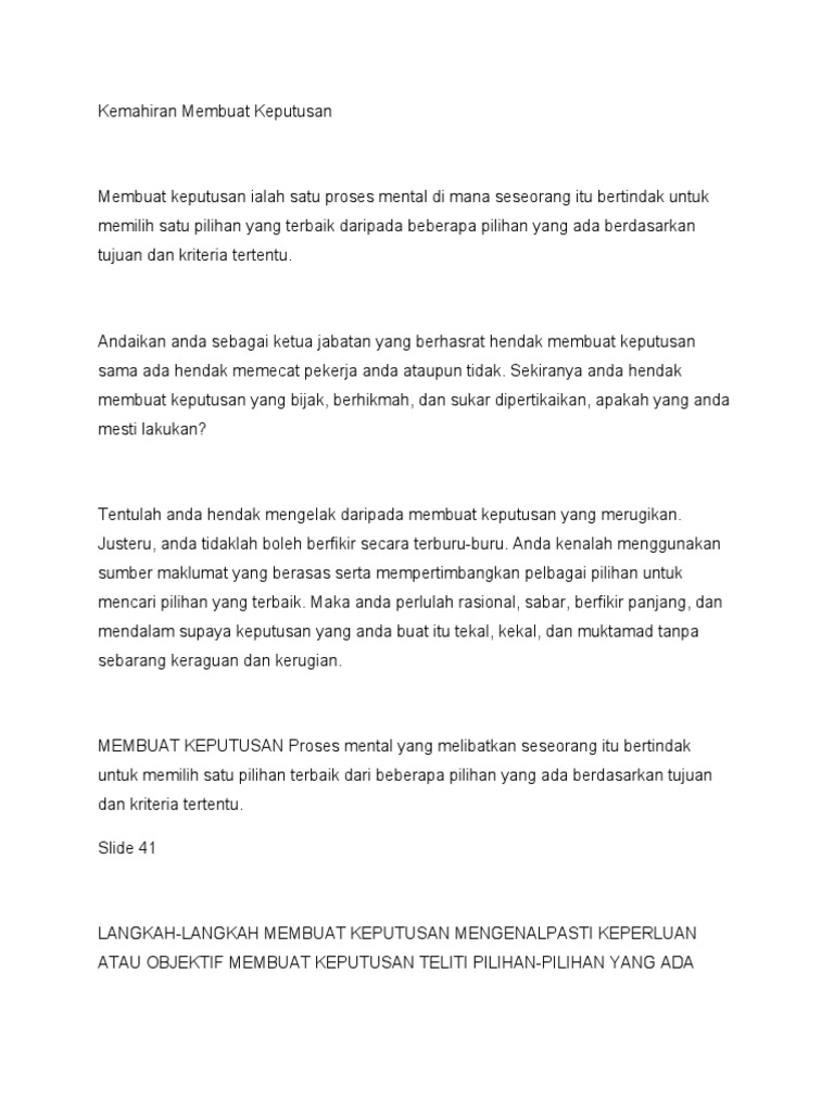 Kemahiran Membuat Keputusan | PDF