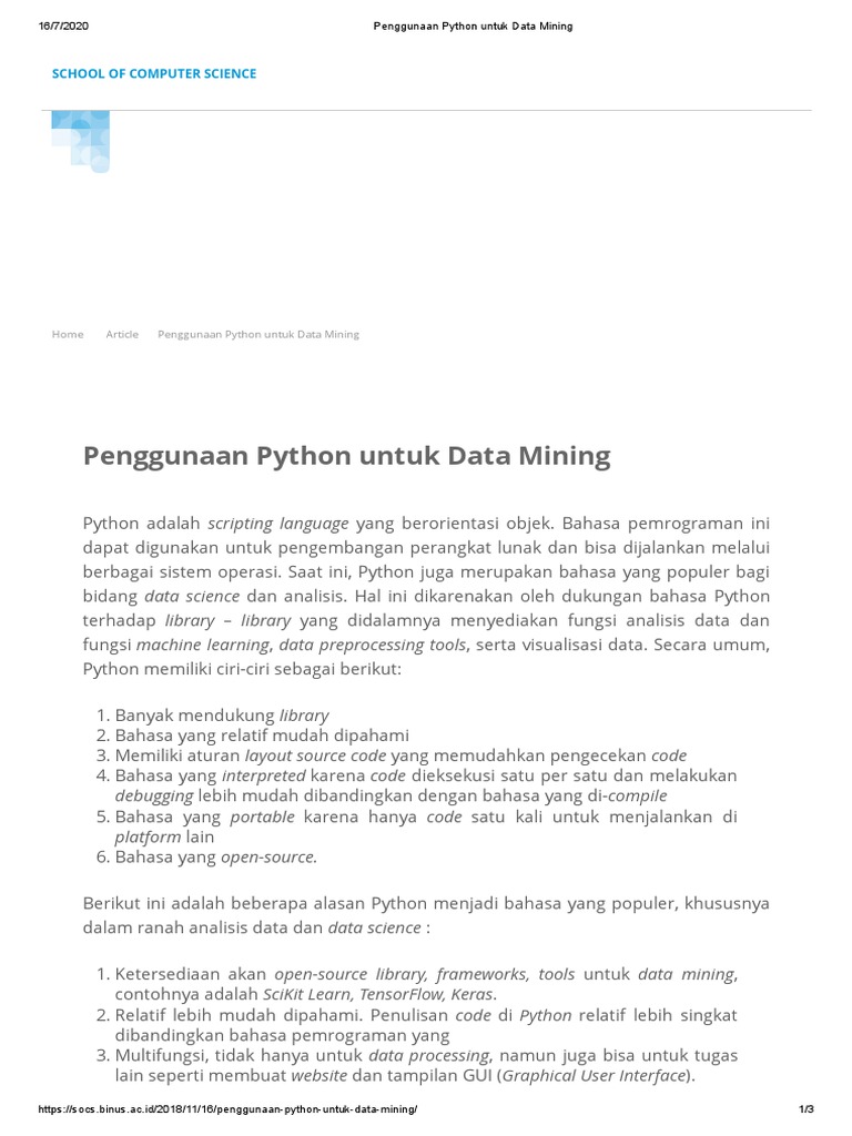 Penggunaan Python Untuk Data Mining | PDF