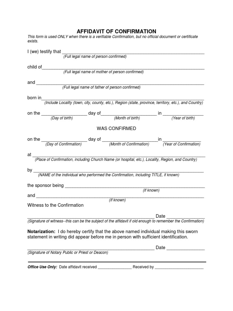 Affidavit of Confirmation PDF | PDF