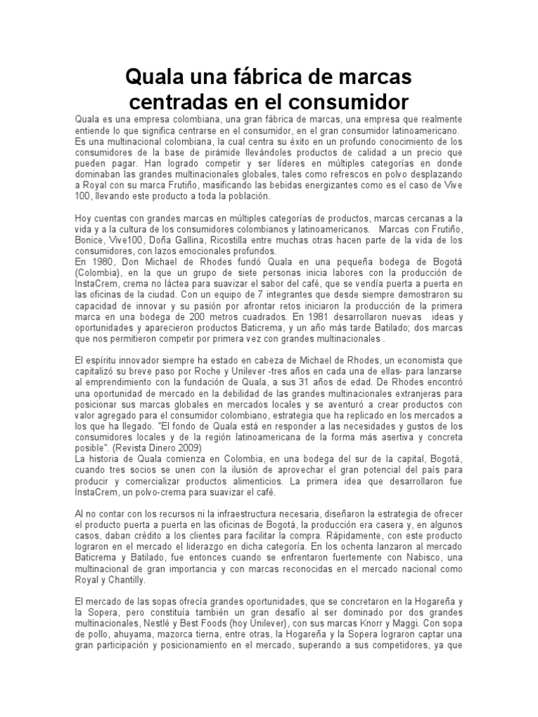 Quala: Innovación en Marcas Latinoamericanas | PDF | Colombia | Economias