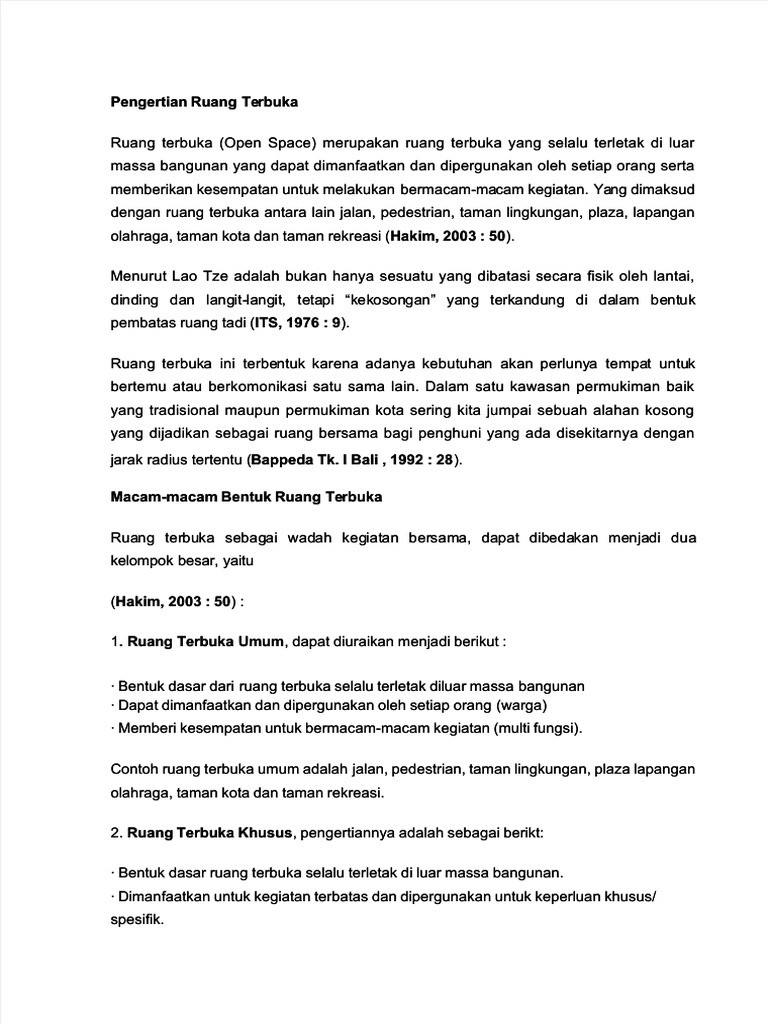 Fungsi dan Jenis Ruang Terbuka | PDF