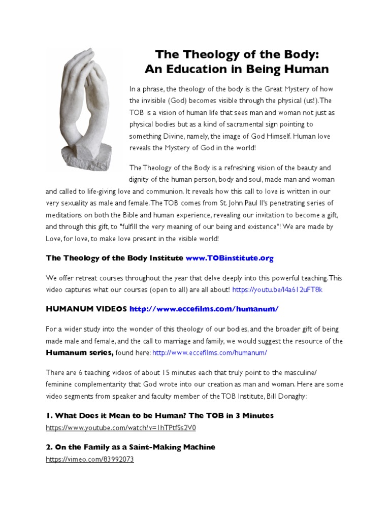 The Theology of The Body: An Education in Being Human | Download Free ...