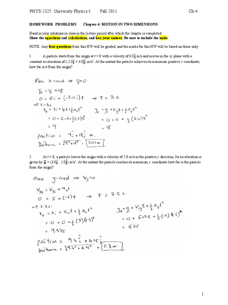PHYS-2325: University Physics-I Fall-2011 Ch-4: Homework Problems ...