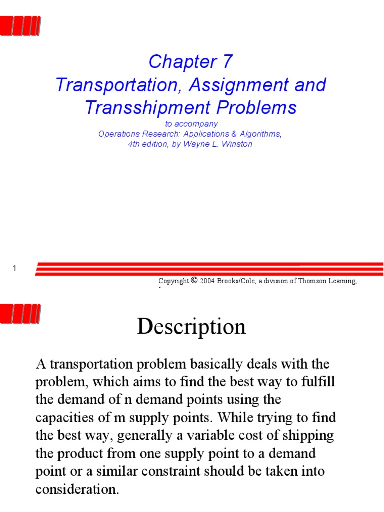 Transportation, Assignment and Transshipment Problems | PDF | Mathematical Analysis | Mathematics