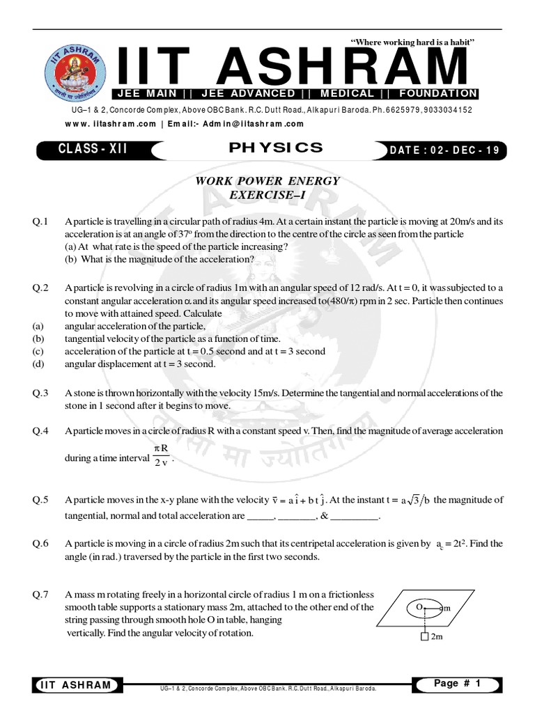 Assignment - WORK POWER & ENERGY | PDF | Acceleration | Rotation Around A Fixed Axis