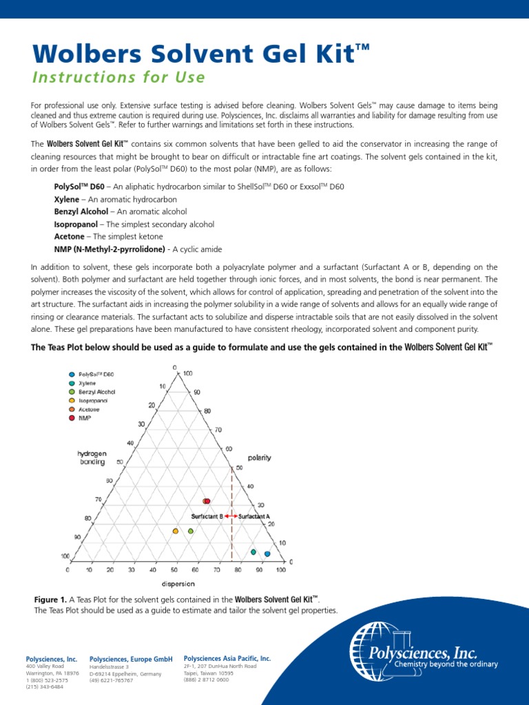 Wolbers Solvent Gel Kit: Instructions For Use | PDF | Gel | Solvent