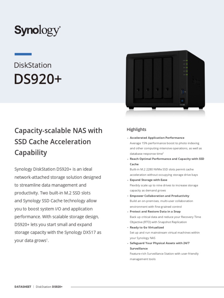 Synology DS920 Plus Data Sheet Enu PDF | PDF | File Transfer Protocol ...