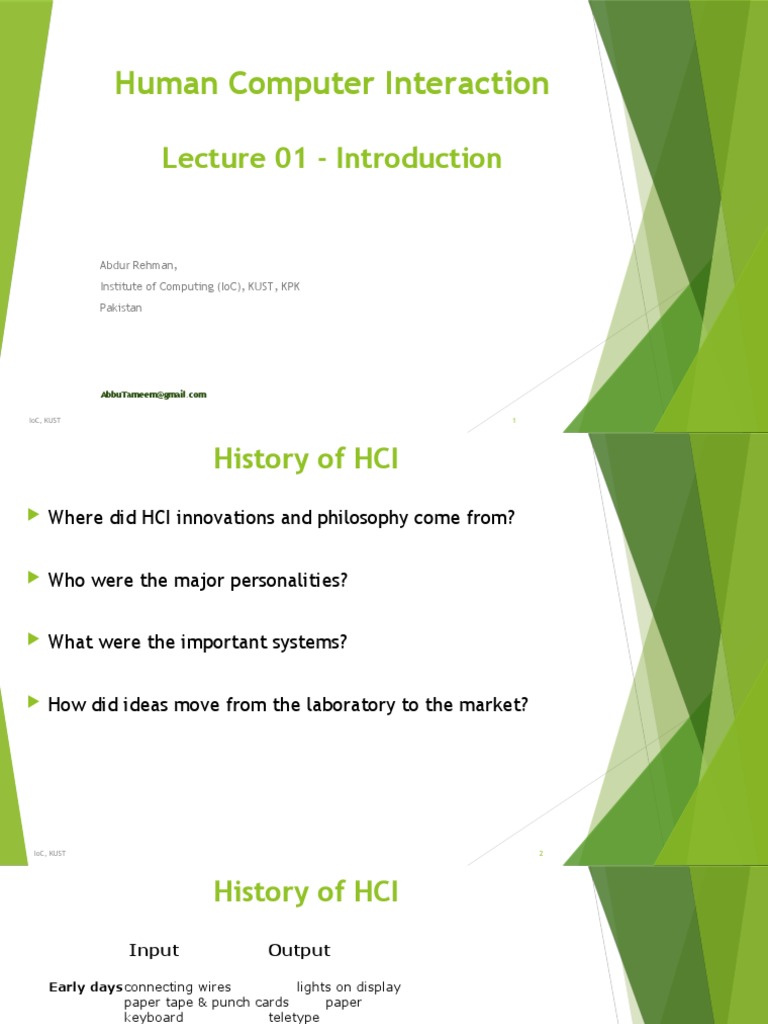 Lec 01 - HCI (Introduction) | Download Free PDF | Graphical User Interfaces | Human–Computer ...