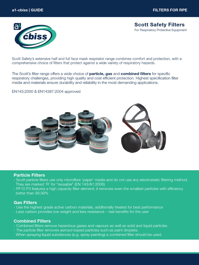 Scott Safety Respirator Filters Guide | PDF | Particulates | Gases