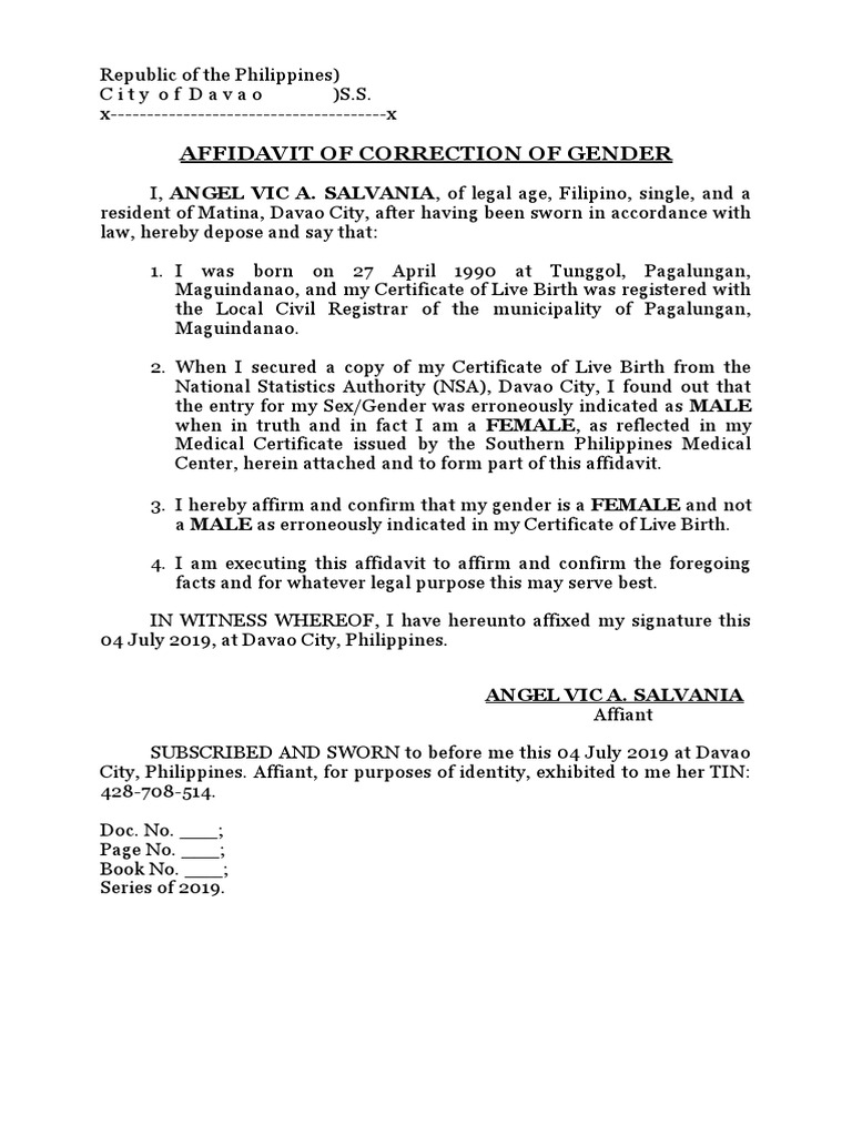 Affidavit of Correction | PDF