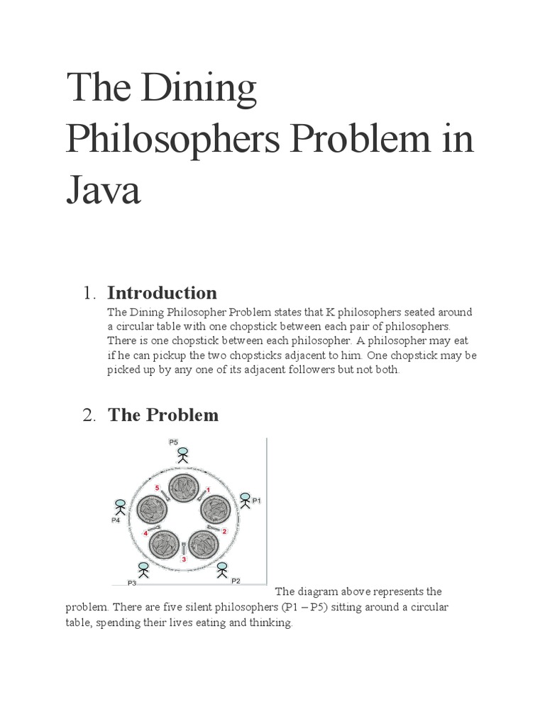 The Dining Philosophers Problem in Java | PDF