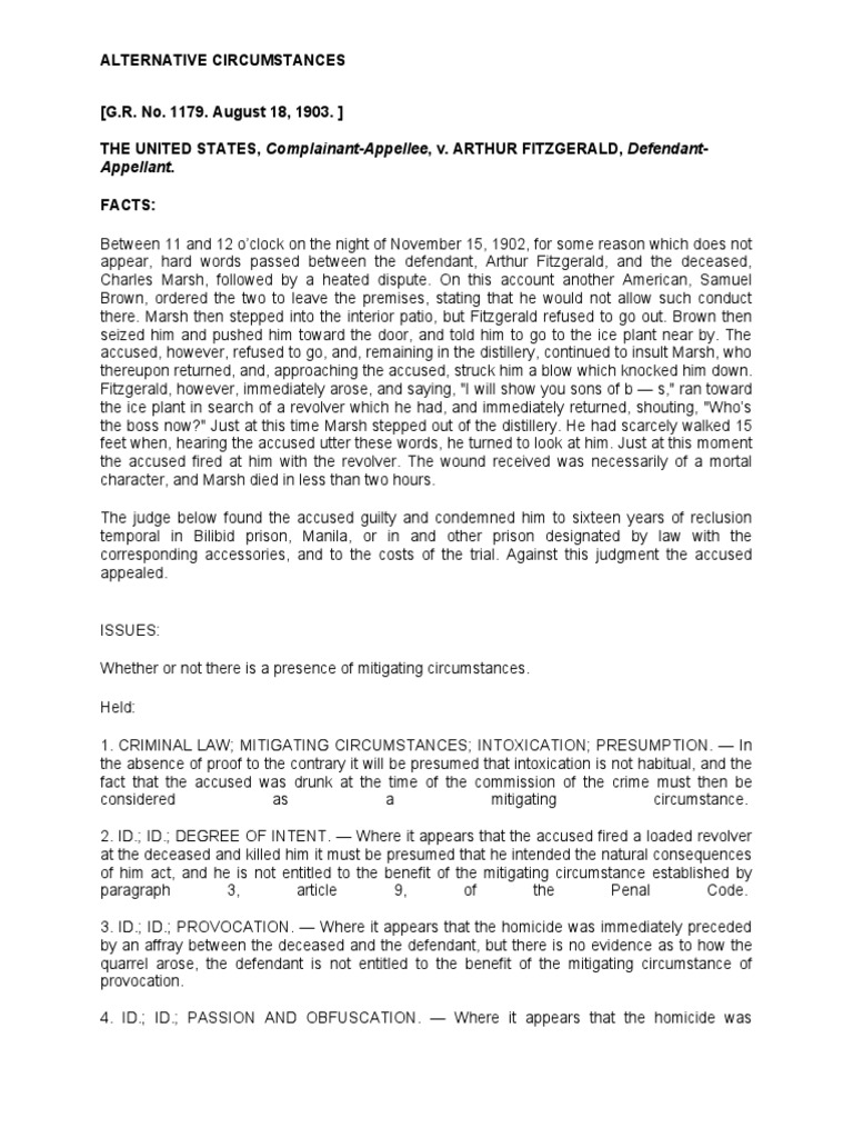 Alternative Circumstances Part 2 | PDF | Mitigating Factor | Murder