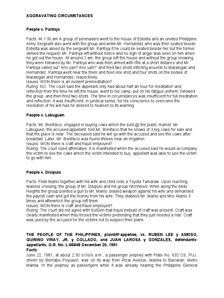 Aggravating Circumstances Part 2 | PDF | Murder | Crime & Violence