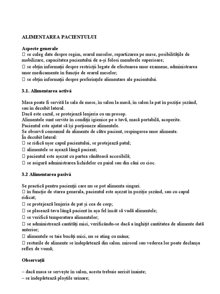 Alimentarea Pacientului | PDF