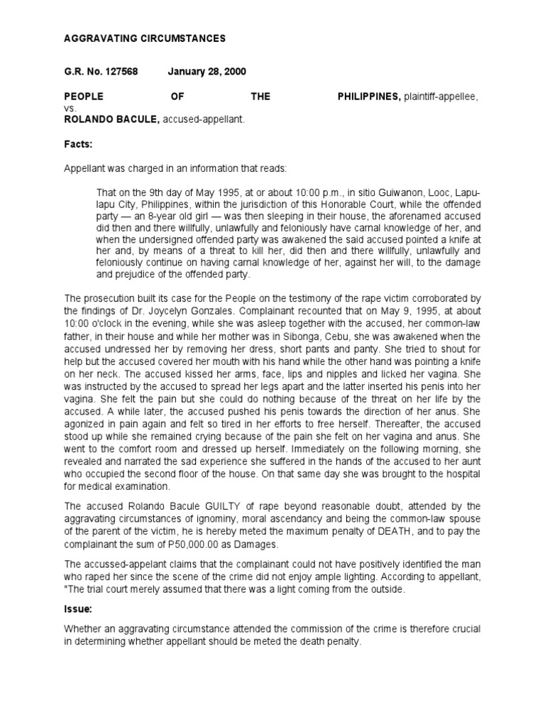 Aggravating Circumstances Part 4 | PDF | Rape | Prosecutor