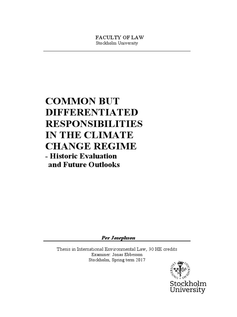 Common But Differentiated Responsibilities in The Climate Change Regime ...
