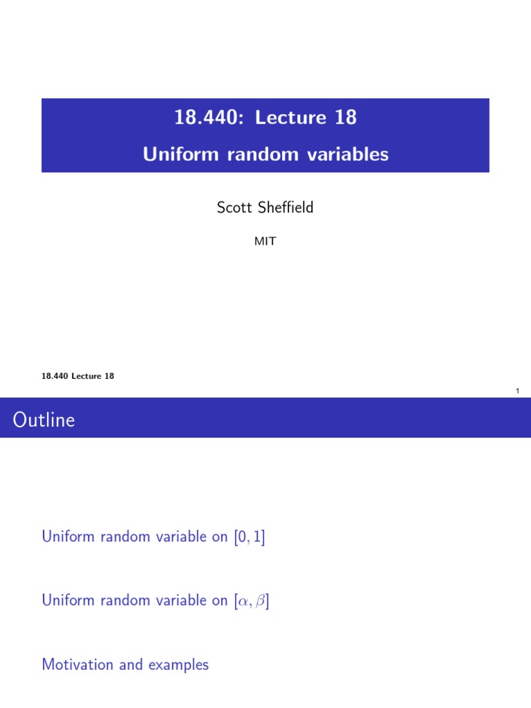 Uniform Random Variables: Scott She Eld | PDF | Random Variable ...