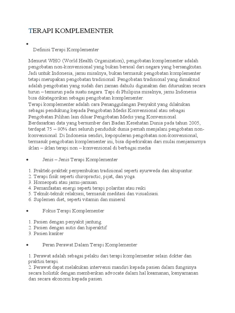 Terapi Komplementer | PDF