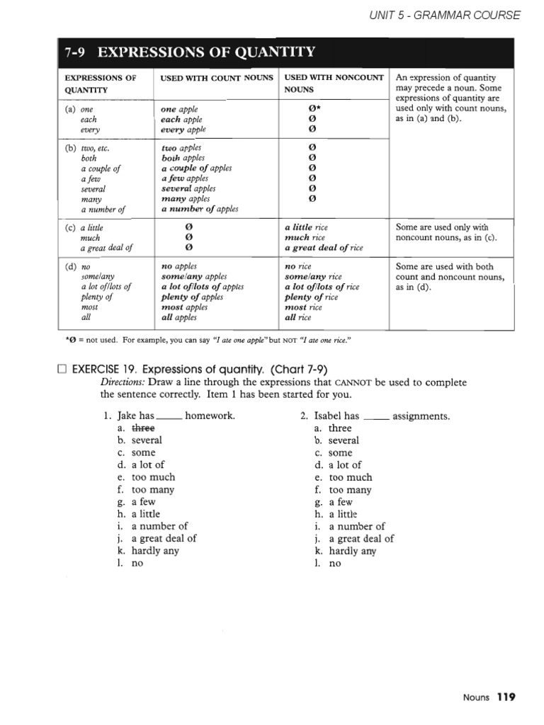 UNIT 05 - Quantity | PDF | Grammatical Number | Plural