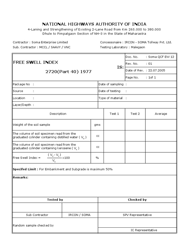 12 Free Swell Index | PDF