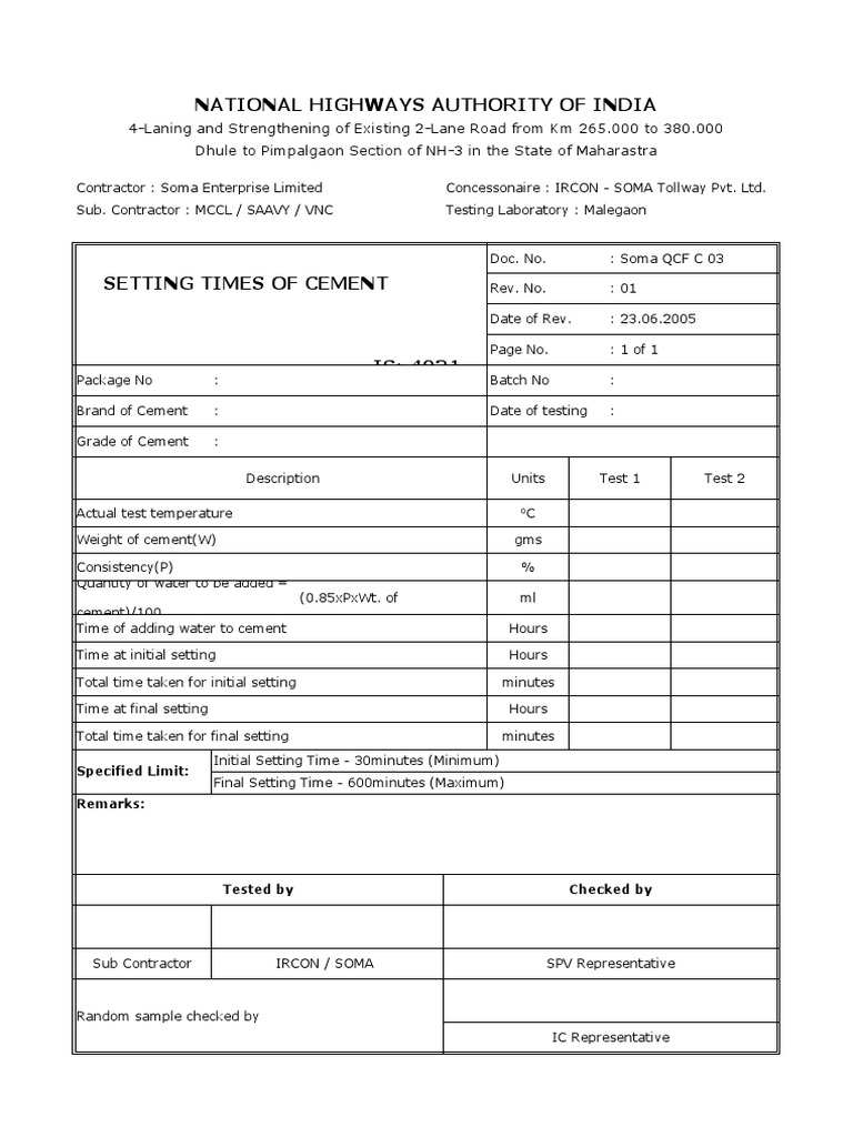 Cement Setting Time Test Report | PDF | Transport | Nature