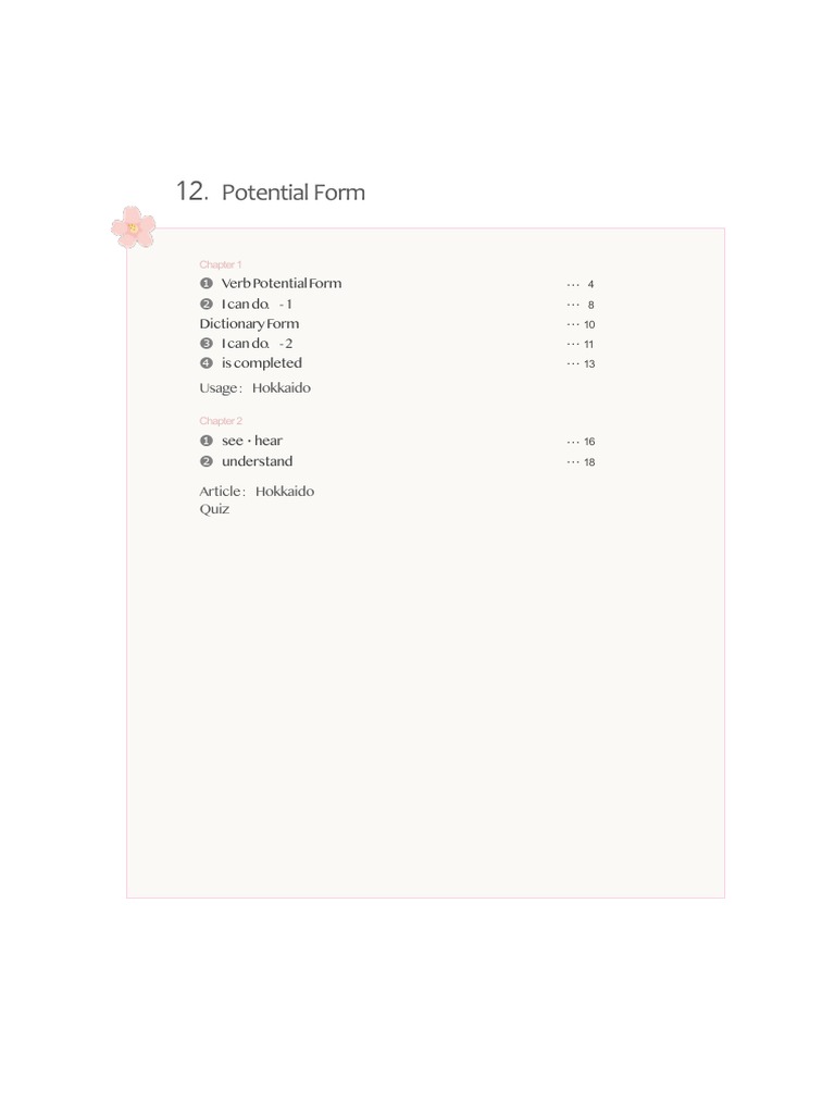Self Study Japanese - 12. Potential Form | Download Free PDF | Japanese ...