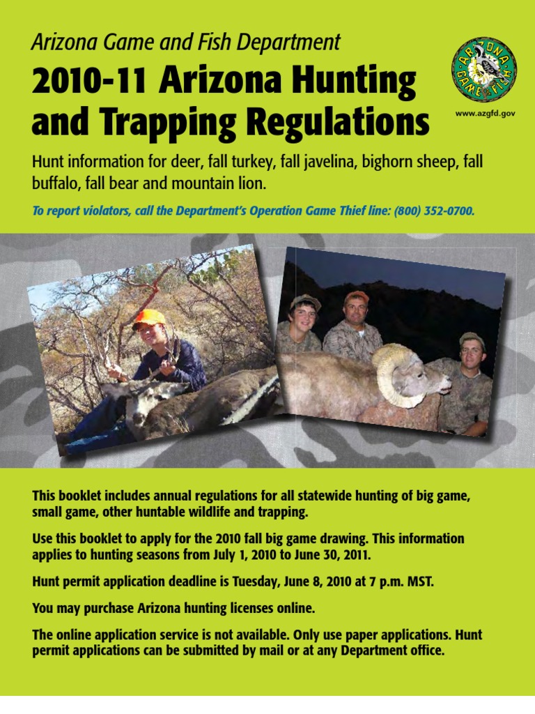 2010 - 2011 Arizona Hunting and Trapping Regulations Brochure | PDF ...
