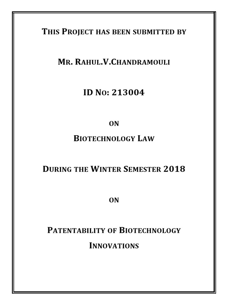 Biotech Project | PDF | Patent | Biotechnology