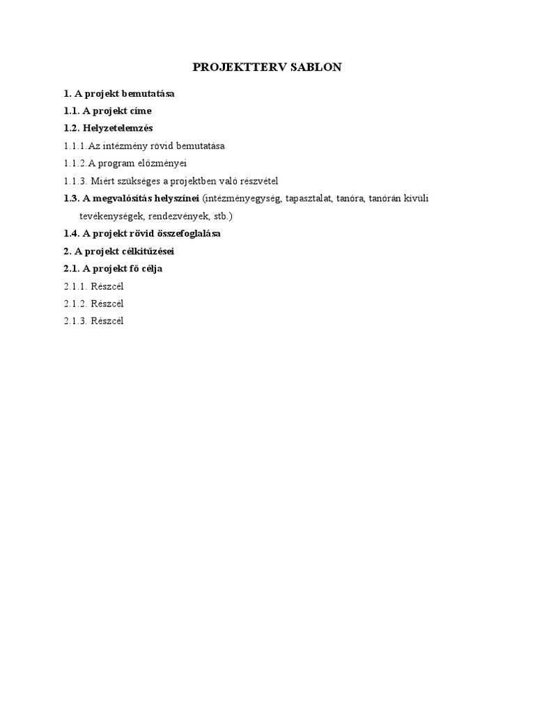 Projektterv Sablon | PDF