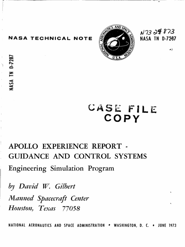 Apollo Experience Report Guidance and Control Systems Engine Simulation ...
