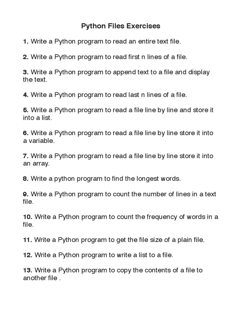 Python Files Exercises PDF | PDF
