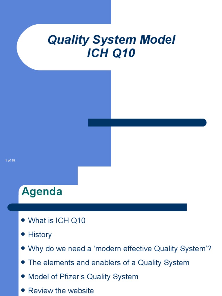 Pharmaceutical Quality System ICH Q10 ASQ Boston Section | PDF ...
