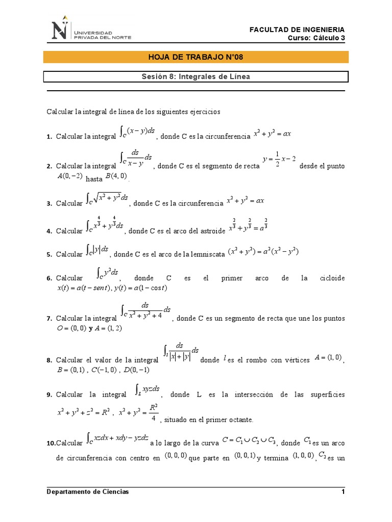 S8 - Integrales de Linea | PDF | Curva | Geometría analítica
