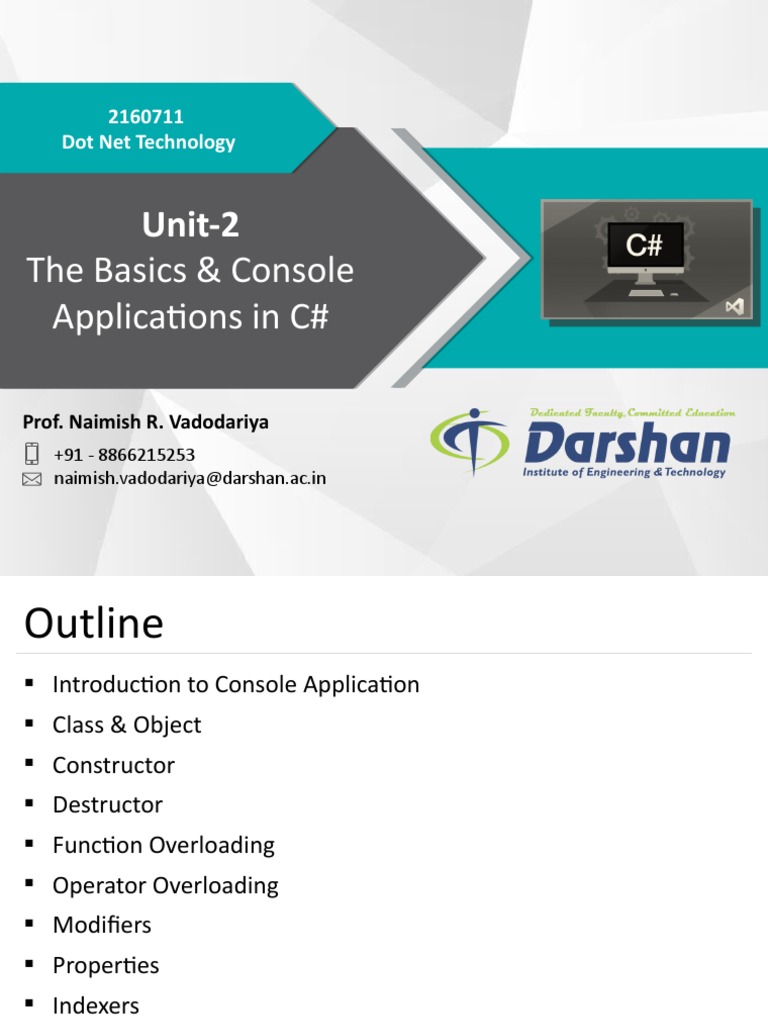 Unit-2: The Basics & Console Applications in C# | PDF | Constructor ...