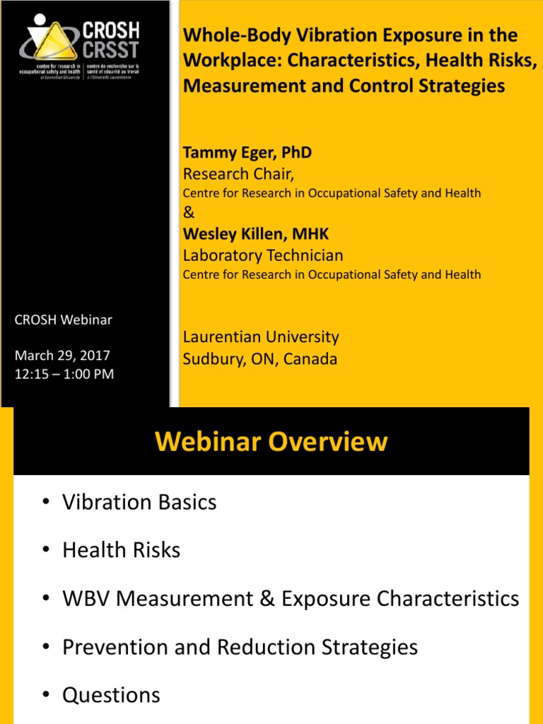 Whole-Body Vibration Exposure in The Workplace: Characteristics, Health ...