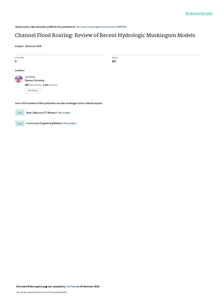 Channel Flood Routing: Review of Recent Hydrologic Muskingum Models ...