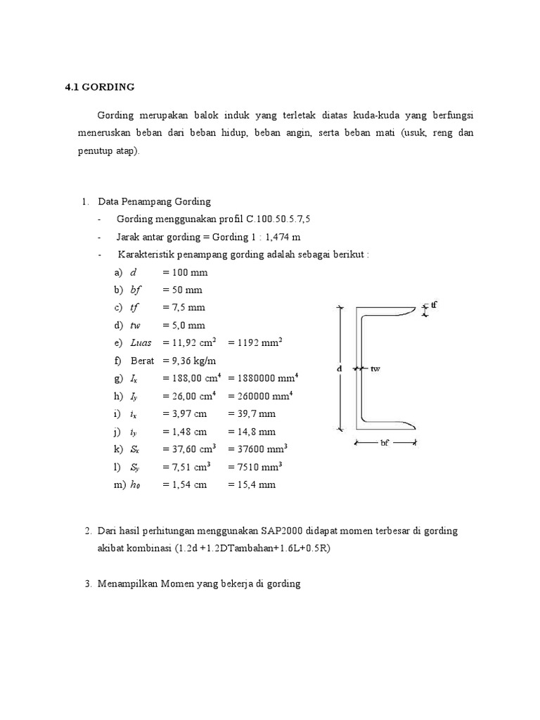 Analisis Gording Baja pada Struktur | PDF